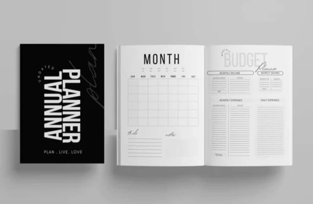 Undated Annual Planner Budget Planner Goal Setting Planner Monthly ...