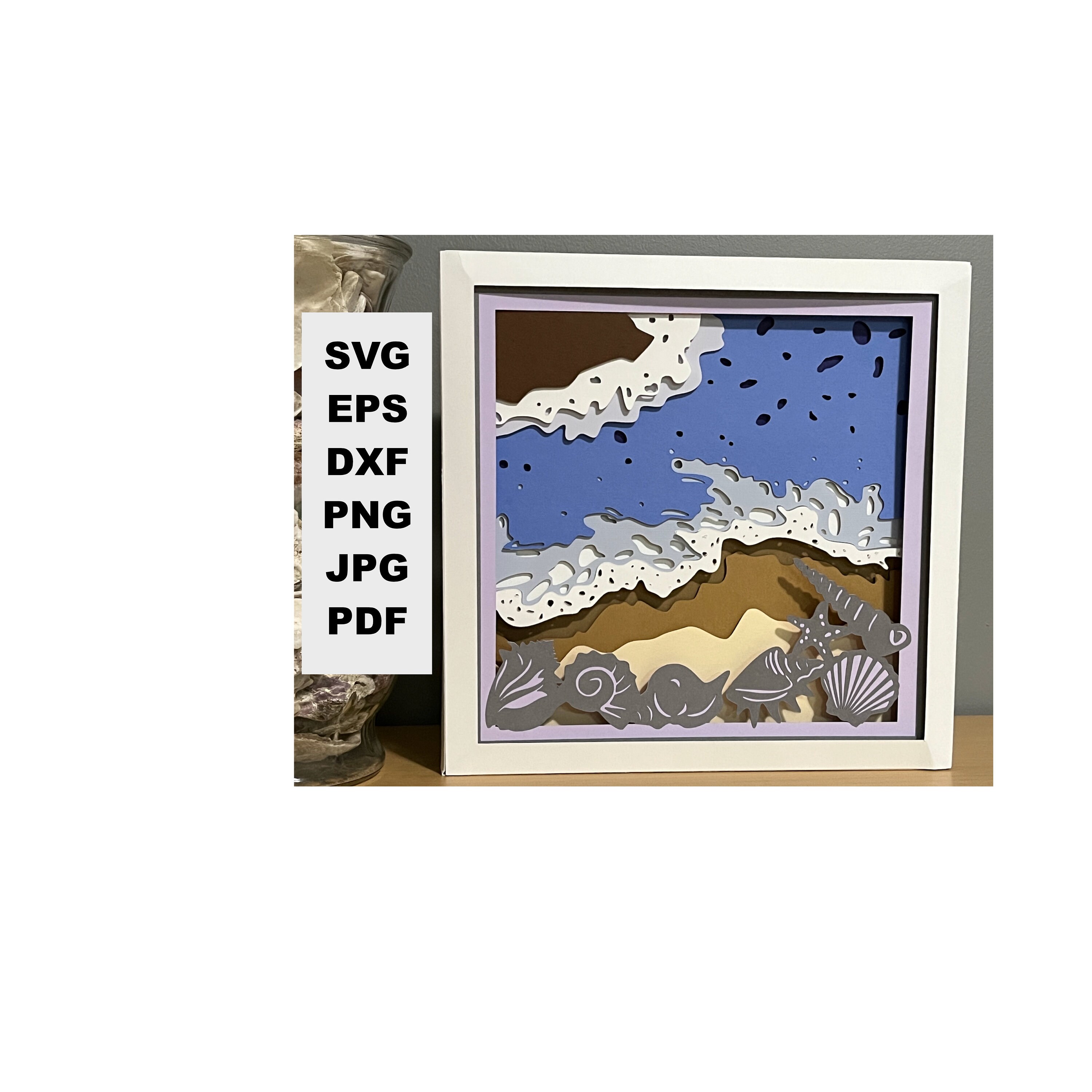 3D Beach SVG | Seashore Beach Shadow Box | 3D Layered Cut File - Etsy