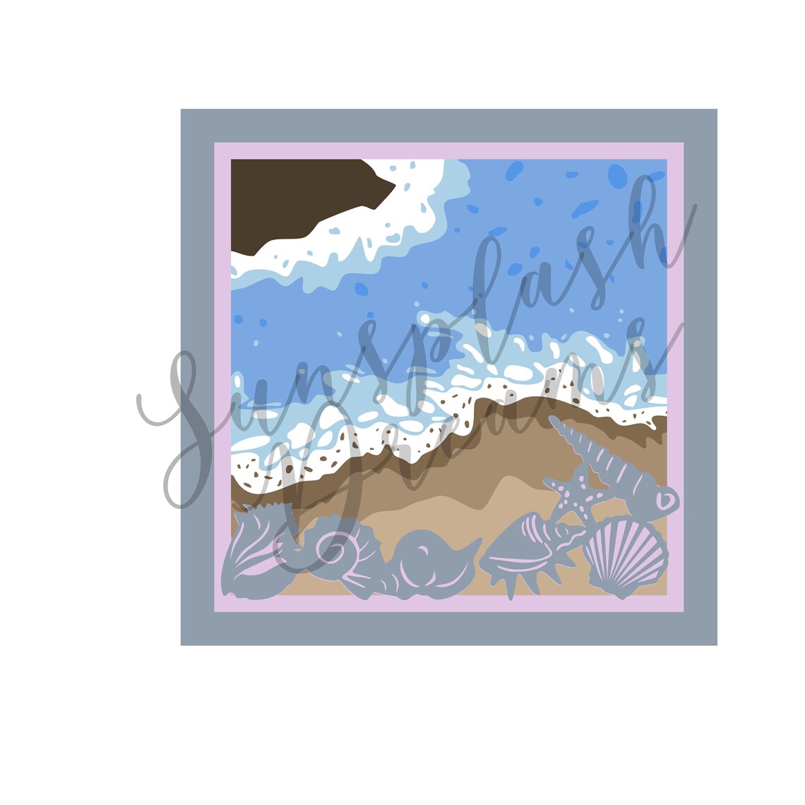 3D Beach SVG | Seashore Beach Shadow Box | 3D Layered Cut File - Etsy