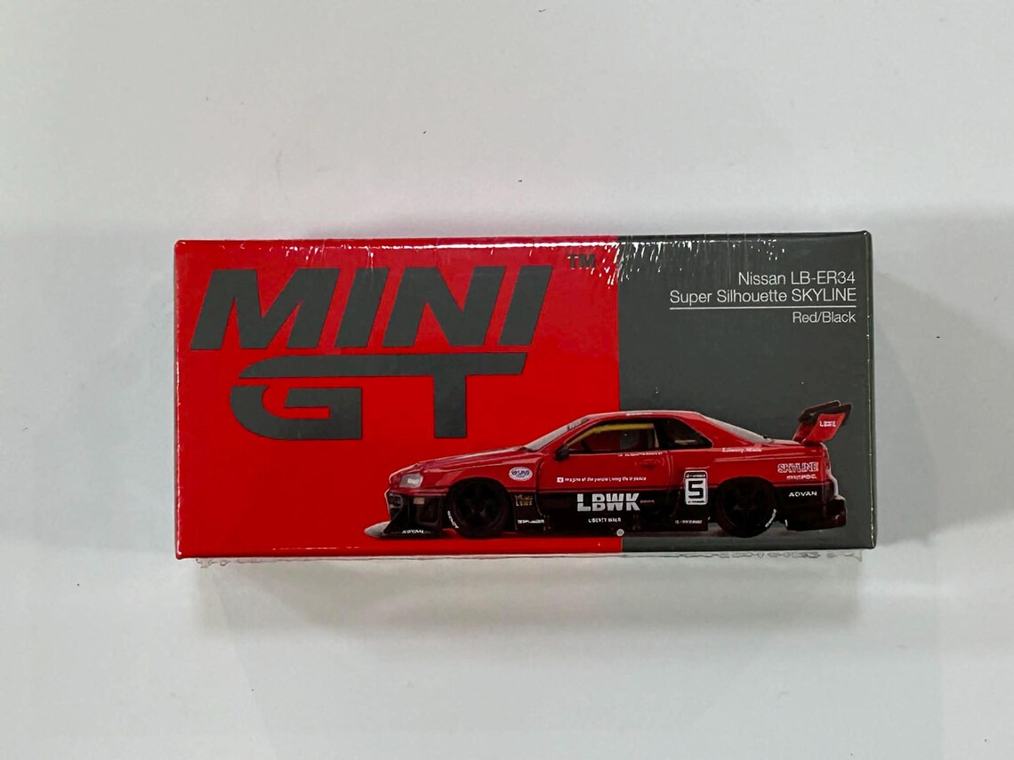 Mini GT 1/64 2024 Nissan Skyline GT-R (R34) Super Silhoutte, Red/black ...