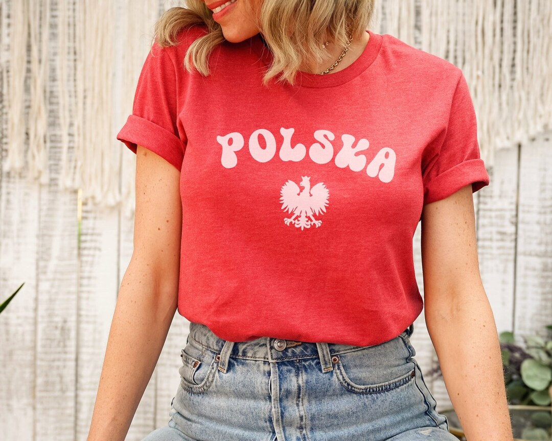 Retro Polska T-shirt With White Polish Eagle, Patriotic Poland Tee ...