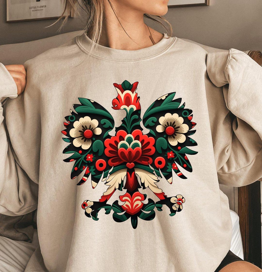 Babcia Gift Mother's Day Polish Eagle Sweatshirt, Polish Folk Art ...