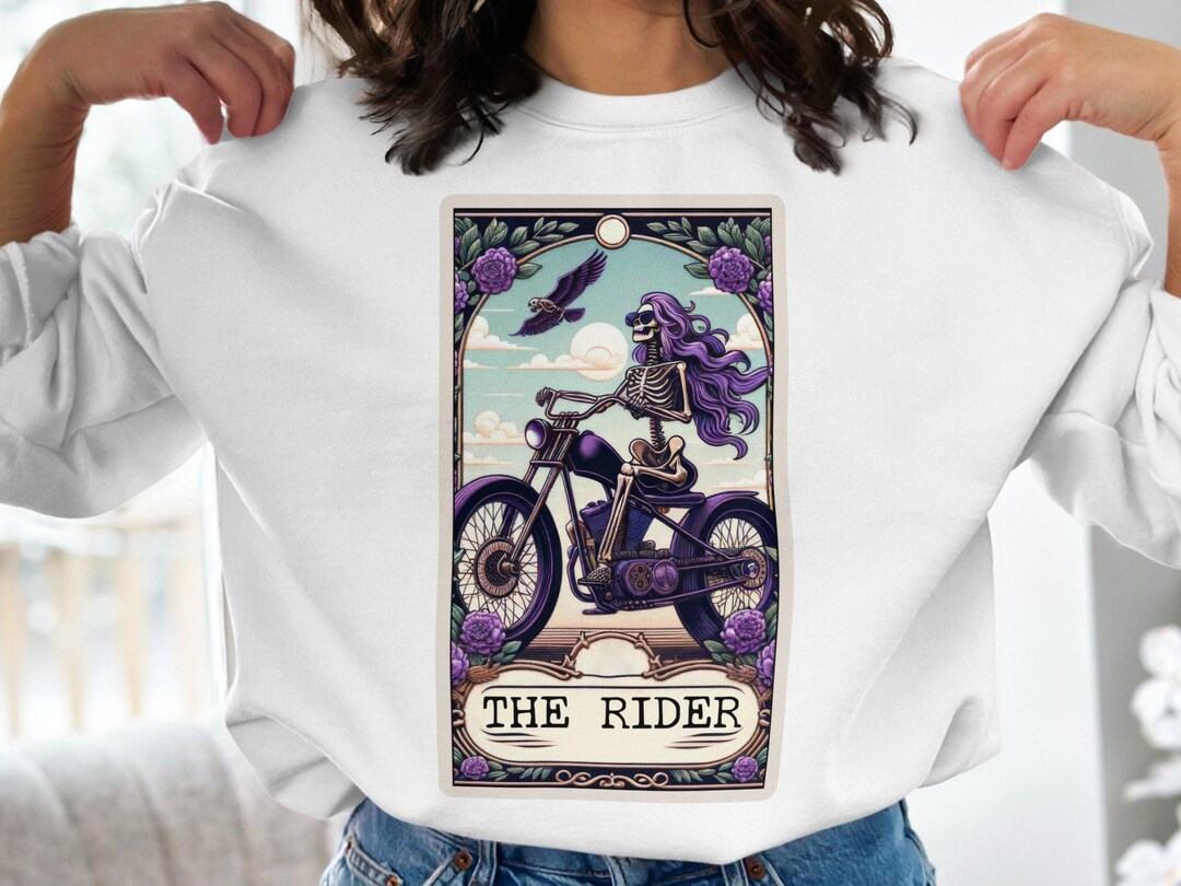 Skeleton Tarot Card Shirt, Halloween Motorcycle Tee, Skeleton ...