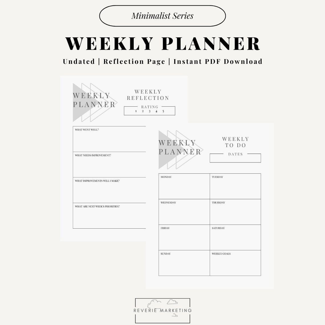 Printable Weekly Planner | Weekly Reflection | Minimalist Design - Etsy