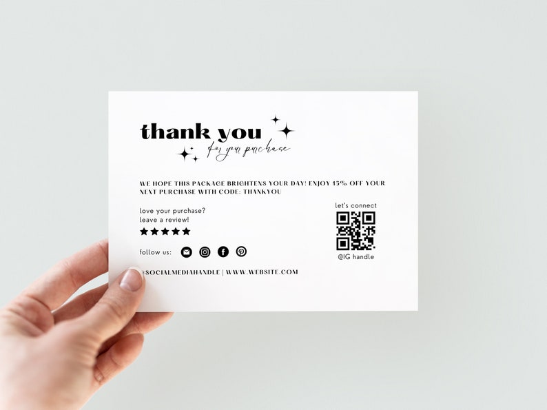 Printable Thank You for Your Purchase Card, Small Business Thank You ...
