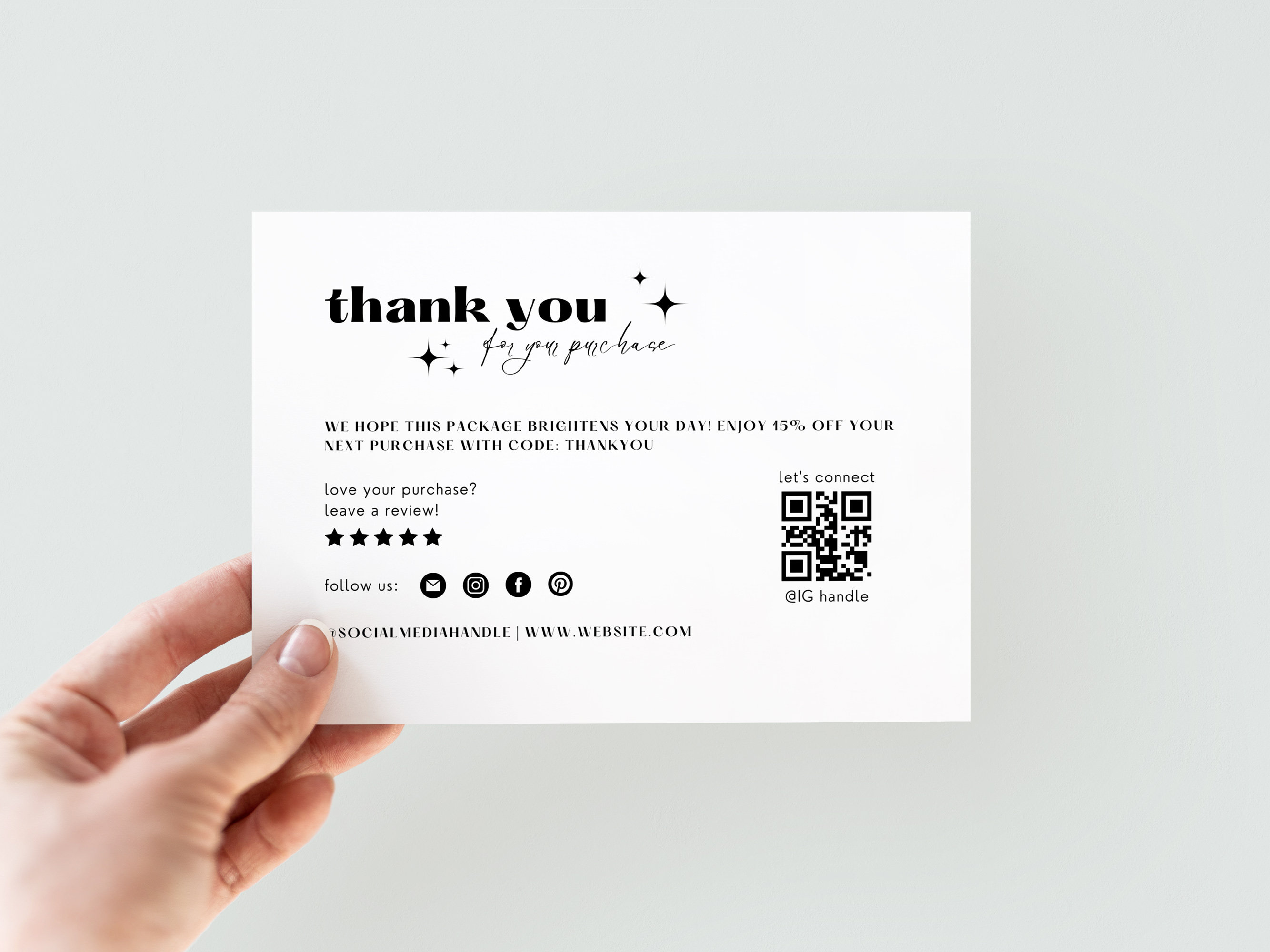 Printable Thank You for Your Purchase Card, Small Business Thank You ...