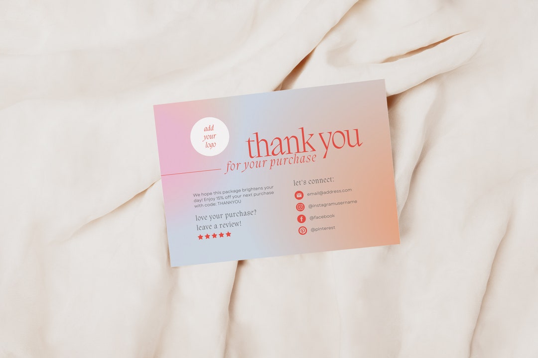 Business Thank You Card Template, Editable Small Business Thank You ...