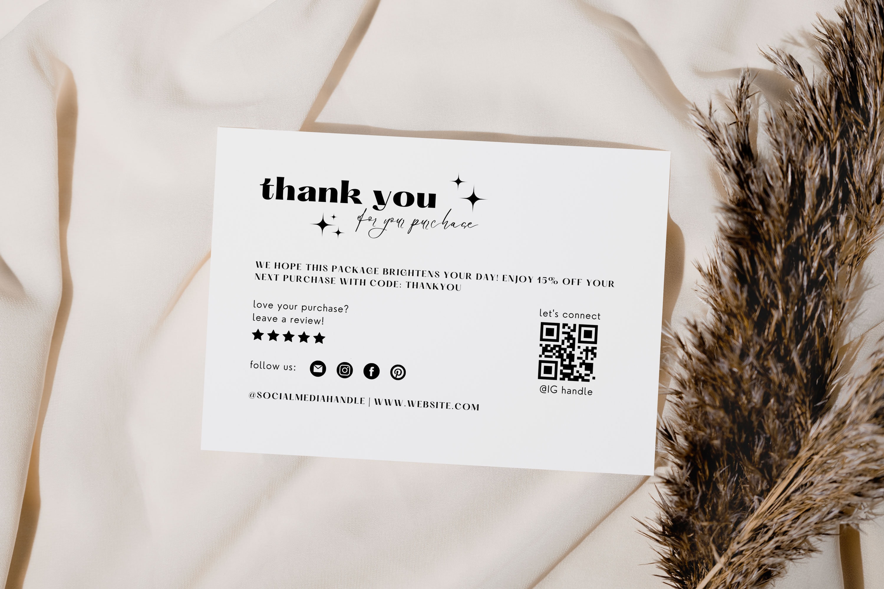 Printable Thank You for Your Purchase Card, Small Business Thank You ...