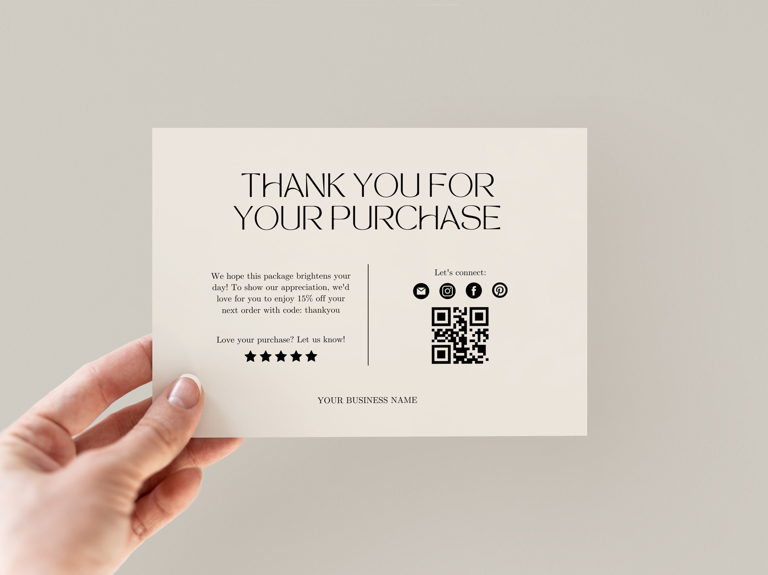 Editable Thank You Card Canva Template Printable Thank for Your ...