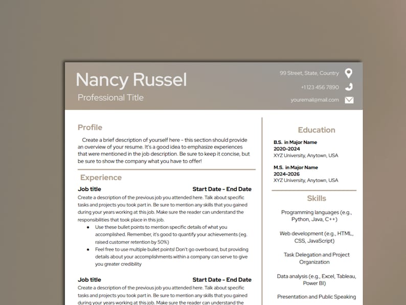 Professional Resume Template, Resume Template Google Docs CV Template ...