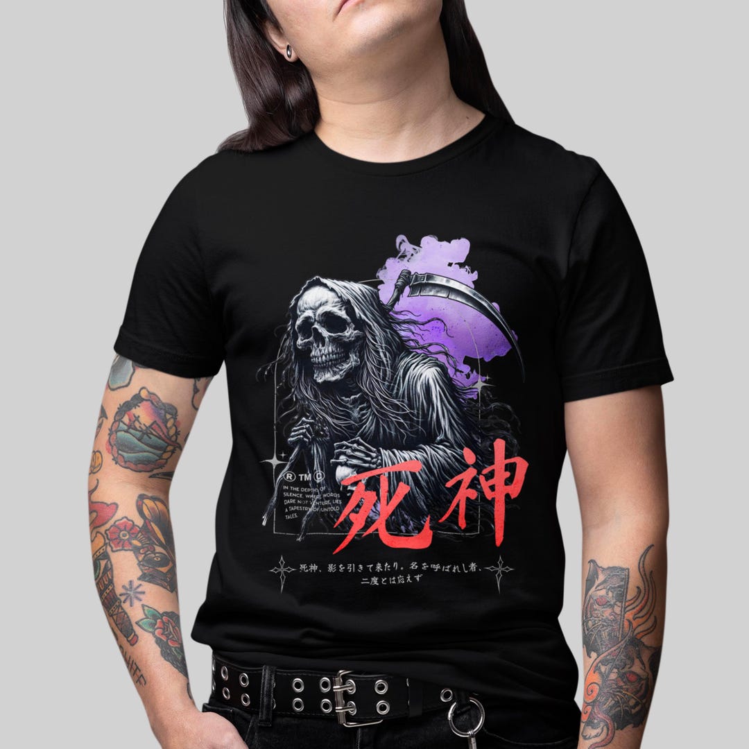 Grim Reaper Shirt, Japanese Shinigami, Halloween Horror Design ...
