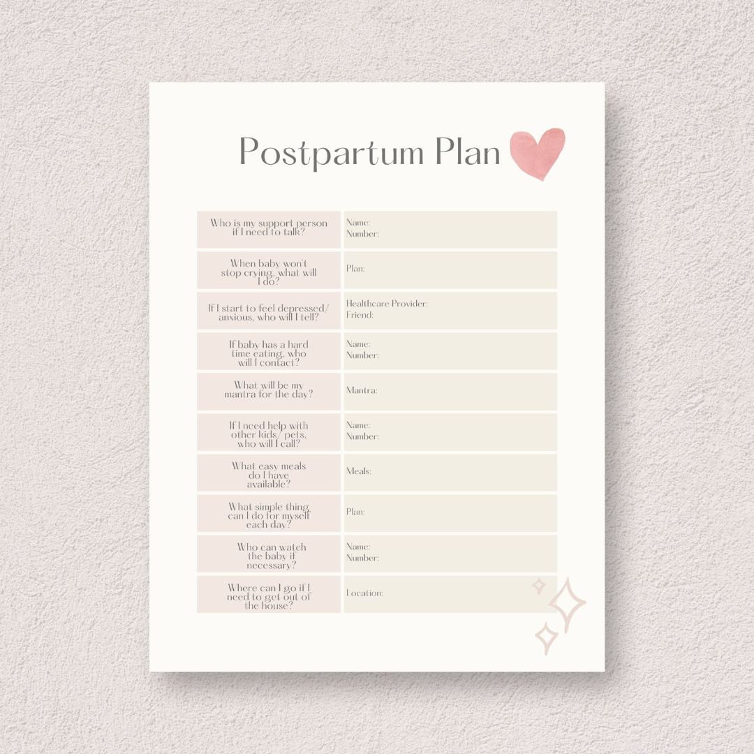 Postpartum Plan for New Moms - Etsy