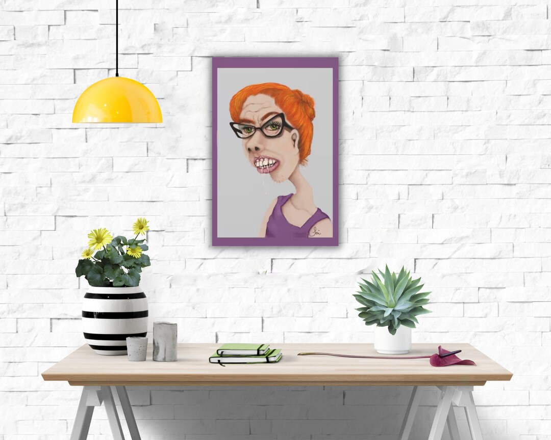 Redhead Woman Art Cartoon Wall Art Girls' Room Wall Art - Etsy