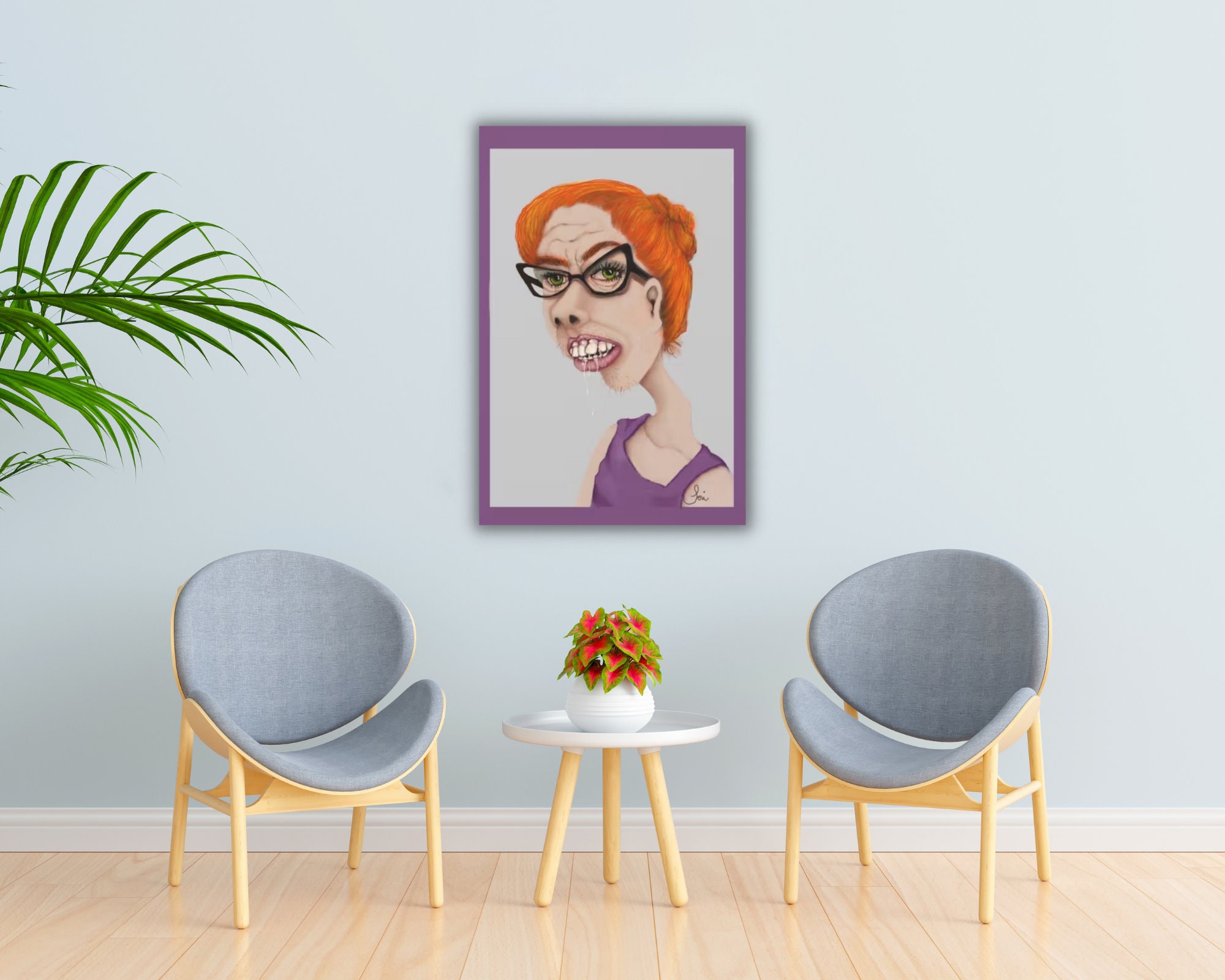 Redhead Woman Art Cartoon Wall Art Girls' Room Wall Art - Etsy