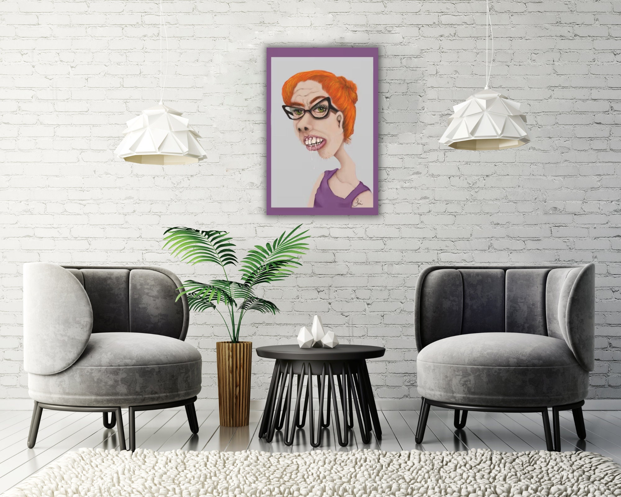 Redhead Woman Art Cartoon Wall Art Girls' Room Wall Art - Etsy