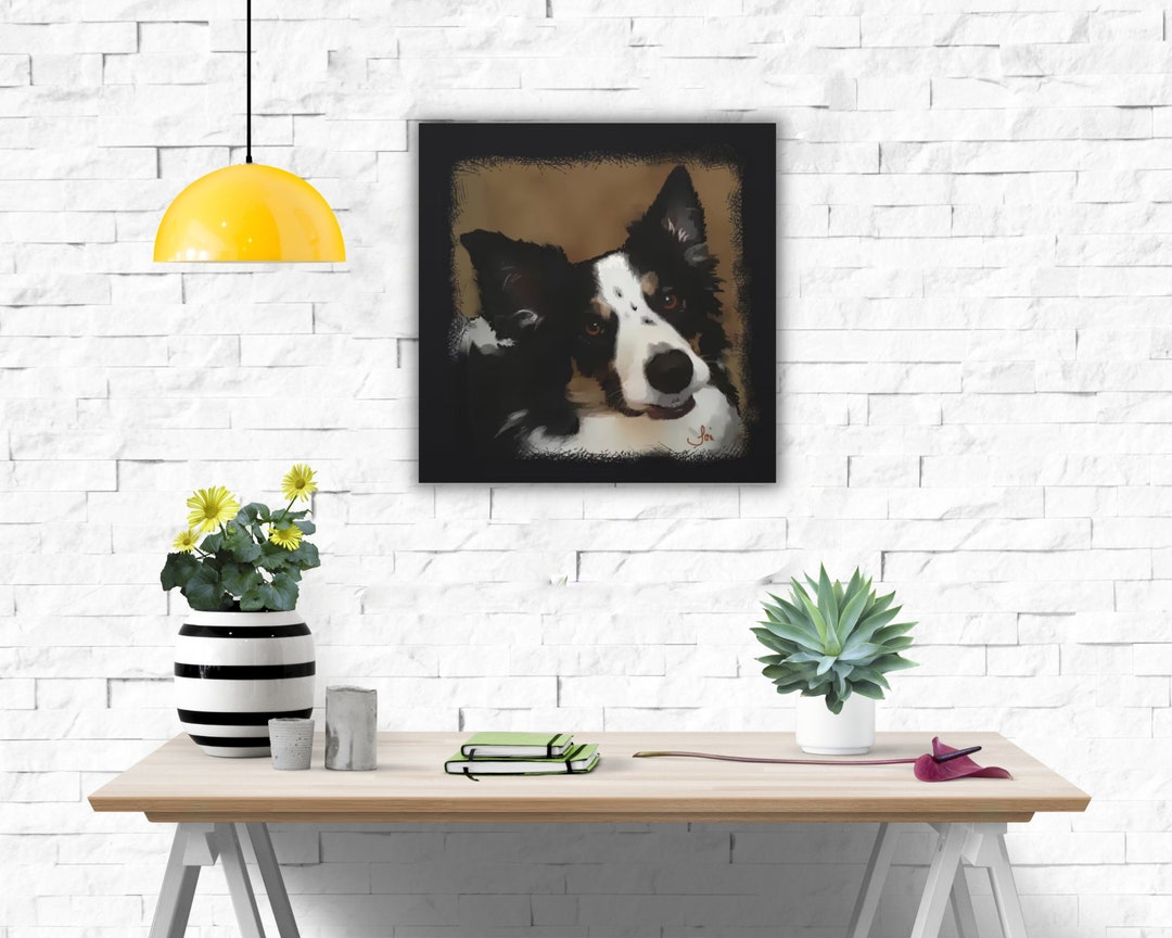Border Collie Art, Dog Decor Canvas Wall Art, Animal Wall Art, Trendy ...