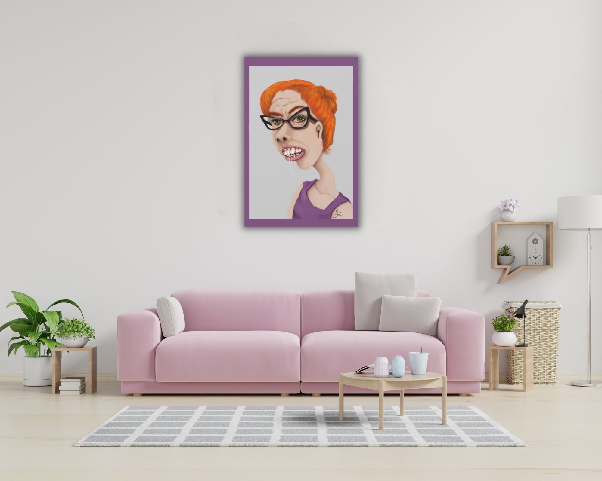 Redhead Woman Art Cartoon Wall Art Girls' Room Wall Art - Etsy
