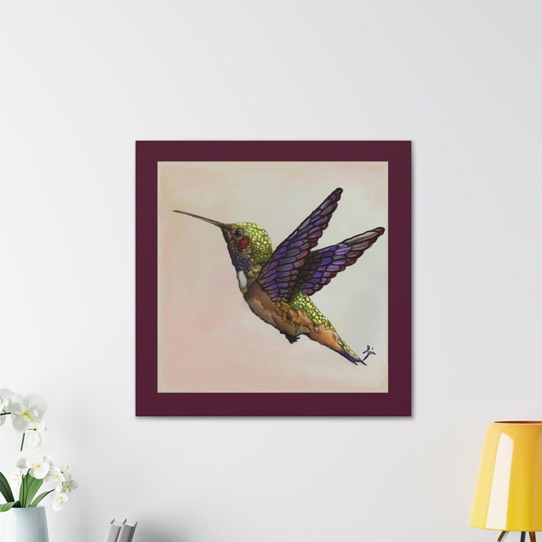 Hummingbird Wall Art, Hummingbird Canvas Wall Art, Watercolor Bird Wall ...