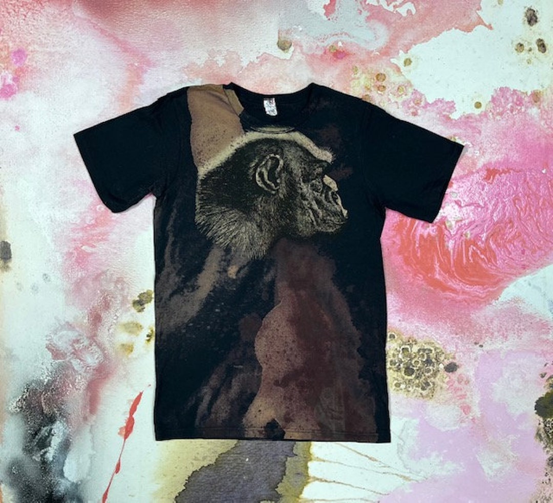 Acid Washed, Discharge Print, Chimpanzee T-shirt Size XL - Etsy