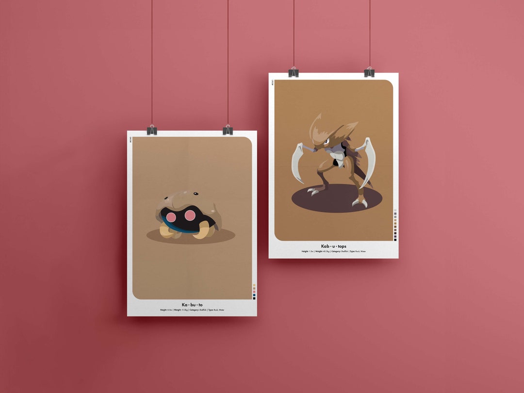 Pokémon Poster Gen 01 0140 Kabuto 0141 Kabutops - Etsy