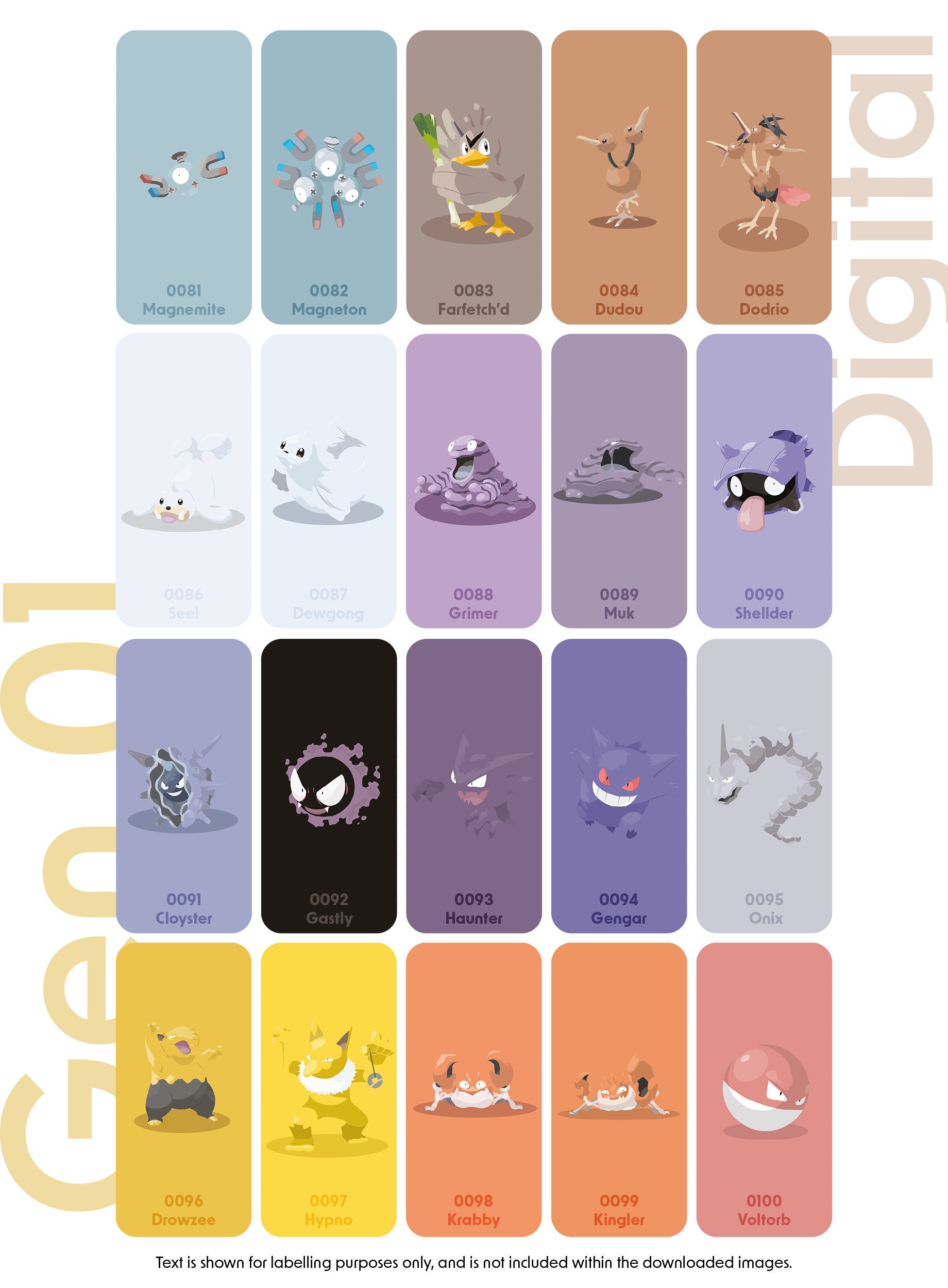 Pokémon Poster | Gen 01 | Digital Download Packs | Phone + Desktop ...