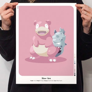Pokémon Poster Gen 01 0079 Slowpoke 0080 Slowbro - Etsy