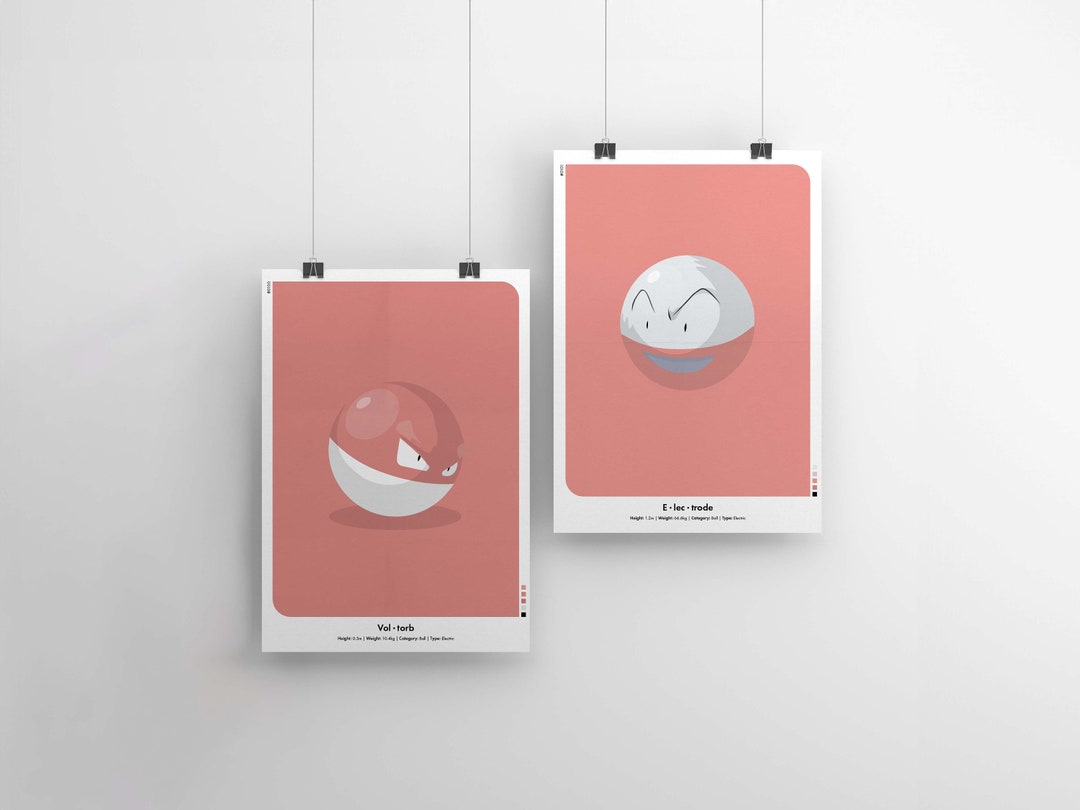 Pokémon Poster Gen 01 0100 Voltorb 0101 Electrode - Etsy