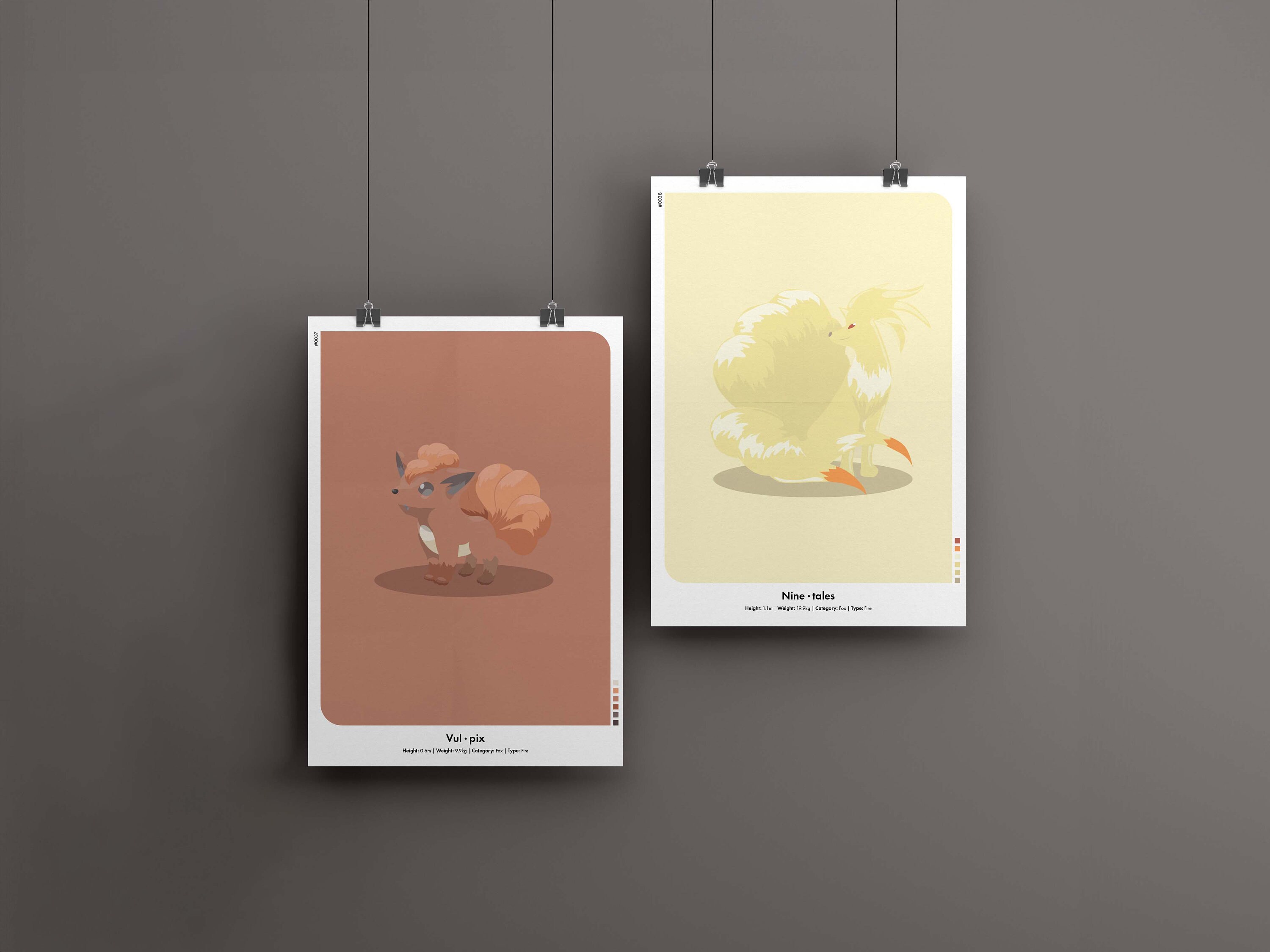 Pokémon Poster Gen 01 0037 Vulpix 0038 Ninetales - Etsy