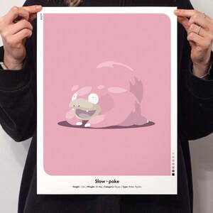 Pokémon Poster Gen 01 0079 Slowpoke 0080 Slowbro - Etsy