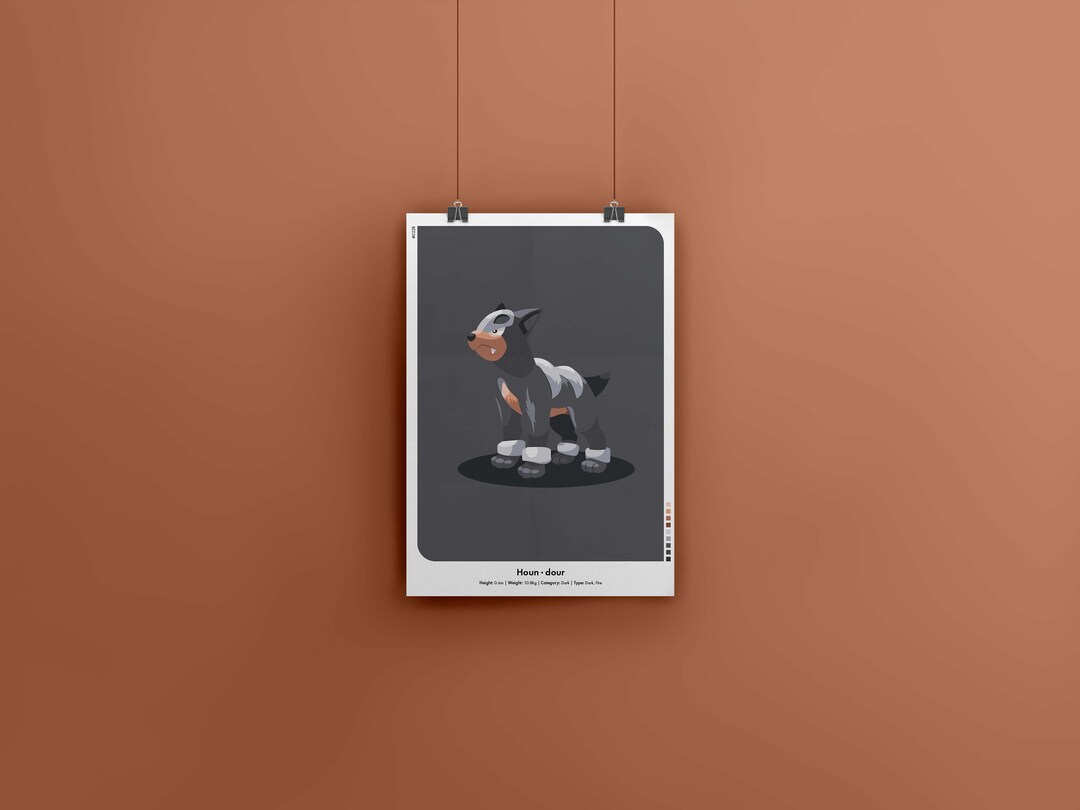 Pokémon Poster | Gen 02 | 0228 - Houndour | 0229 - Houndoom - Etsy