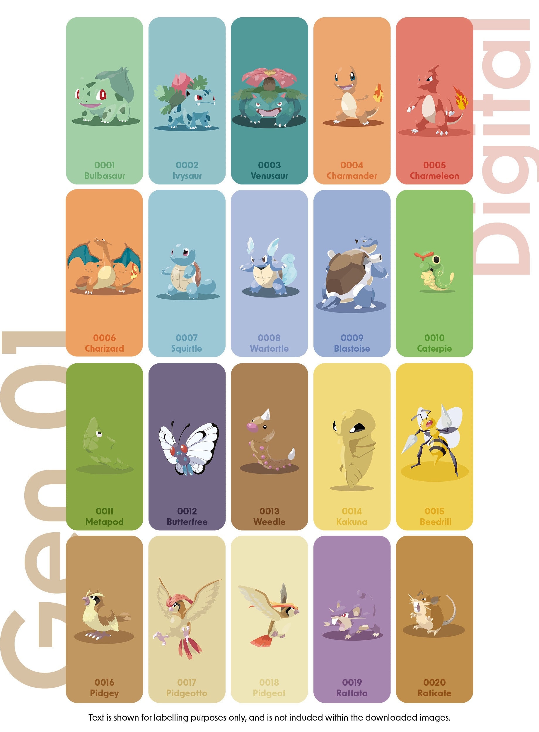 Pokémon Poster | Gen 01 | Digital Download Packs | Phone + Desktop ...