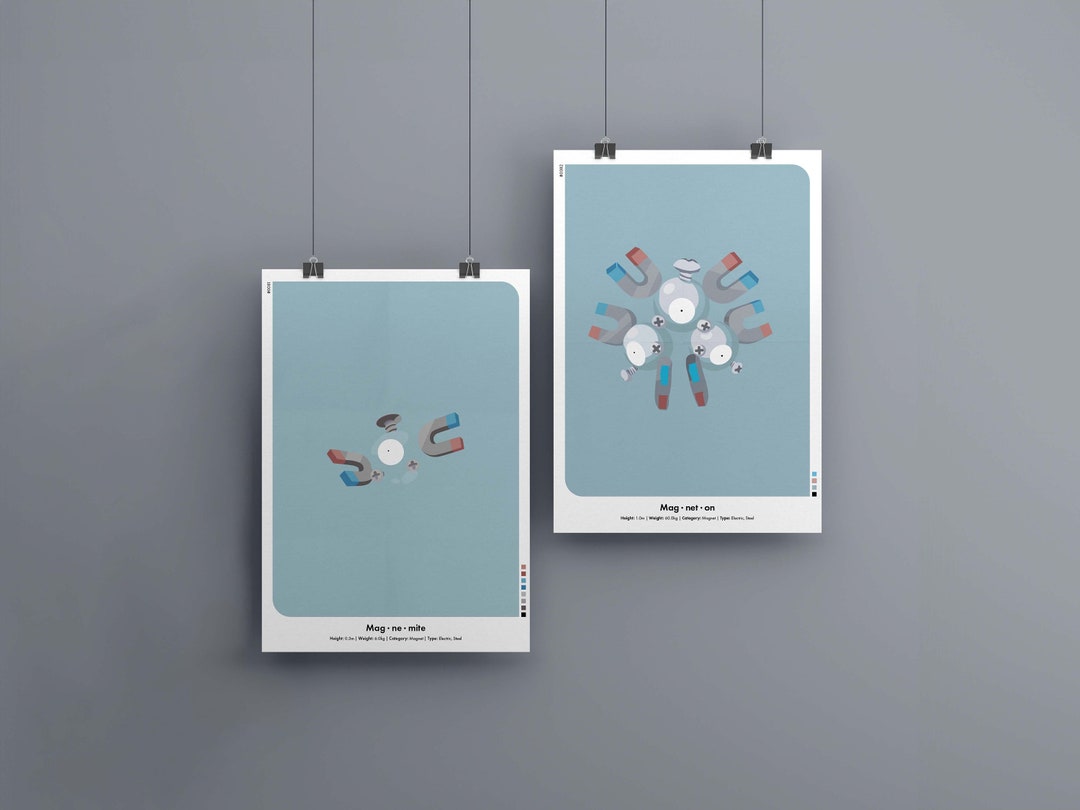 Pokémon Poster | Gen 01 | 0081 - Magnemite | 0082 - Magneton - Etsy