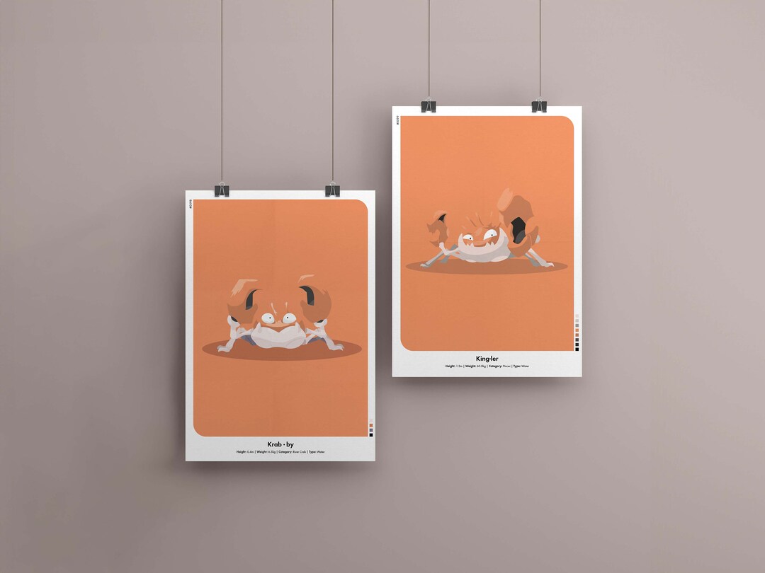 Pokémon Poster Gen 01 0098 Krabby 0099 Kingler - Etsy