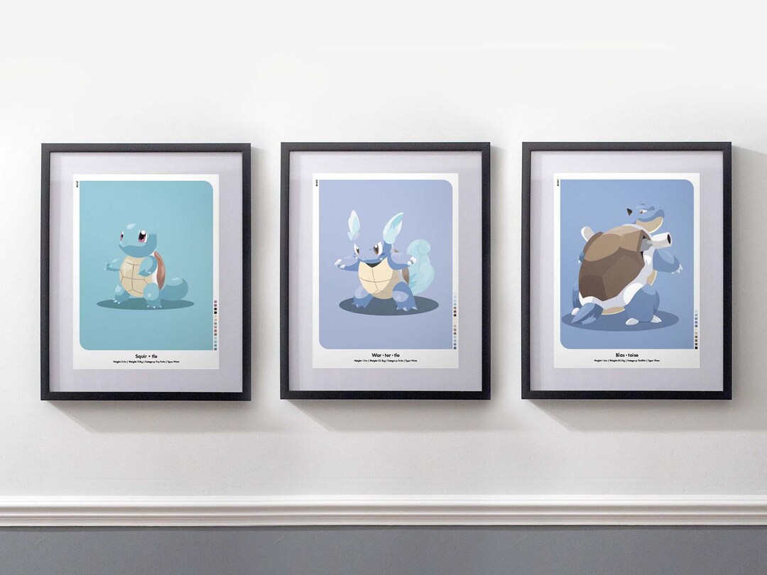 Pokémon Poster Gen 01 0007 Squirtle 0008 Wartortle - Etsy