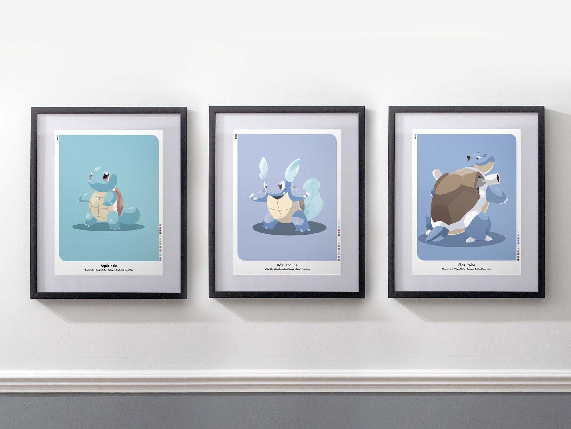 Pokémon Poster Gen 01 0007 Squirtle 0008 Wartortle - Etsy