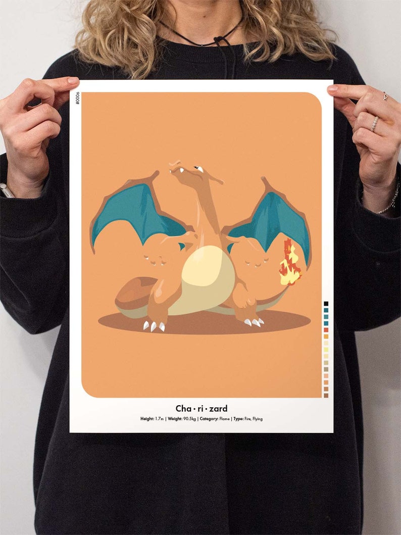 Pokémon Poster Gen 01 0004 Charmander 0005 Charmeleon 0006 Charizard - Etsy