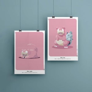 Pokémon Poster Gen 01 0079 Slowpoke 0080 Slowbro - Etsy