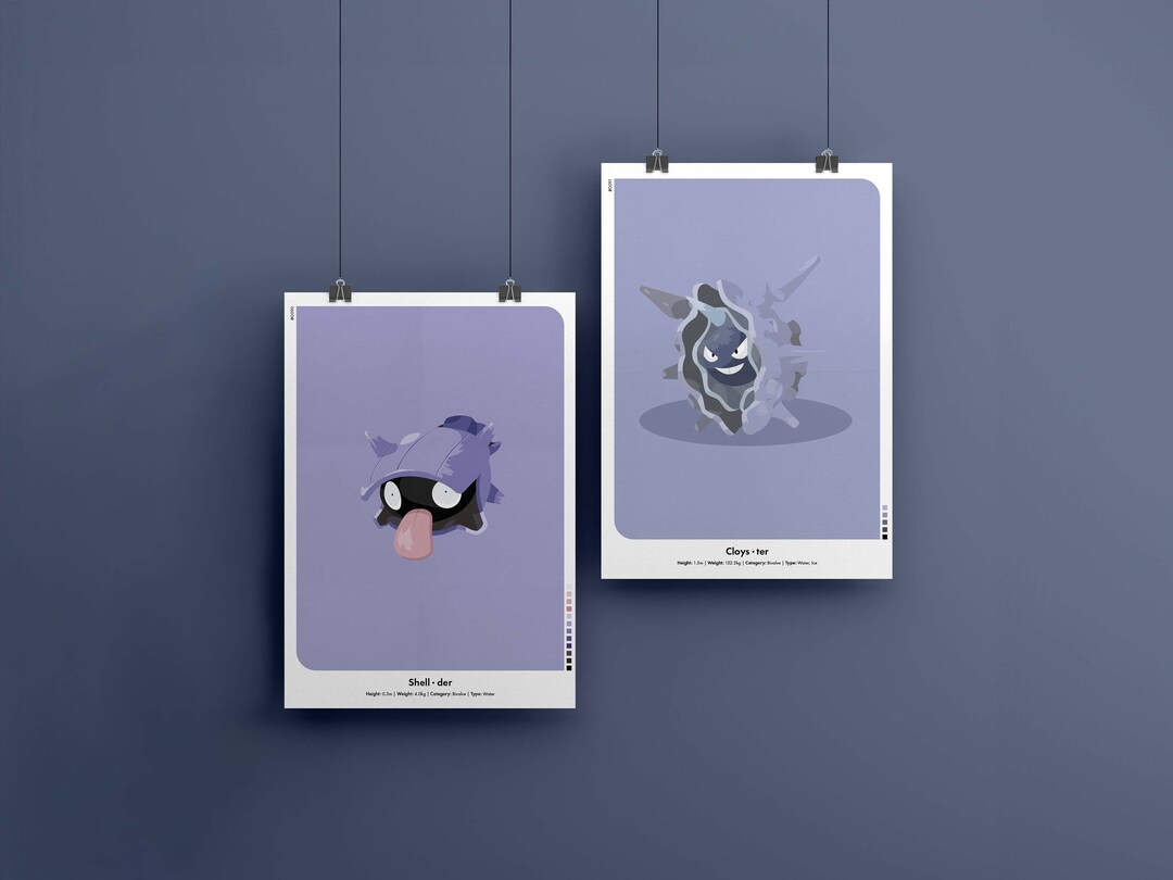 Pokémon Poster Gen 01 0090 Shellder 0091 Cloyster - Etsy