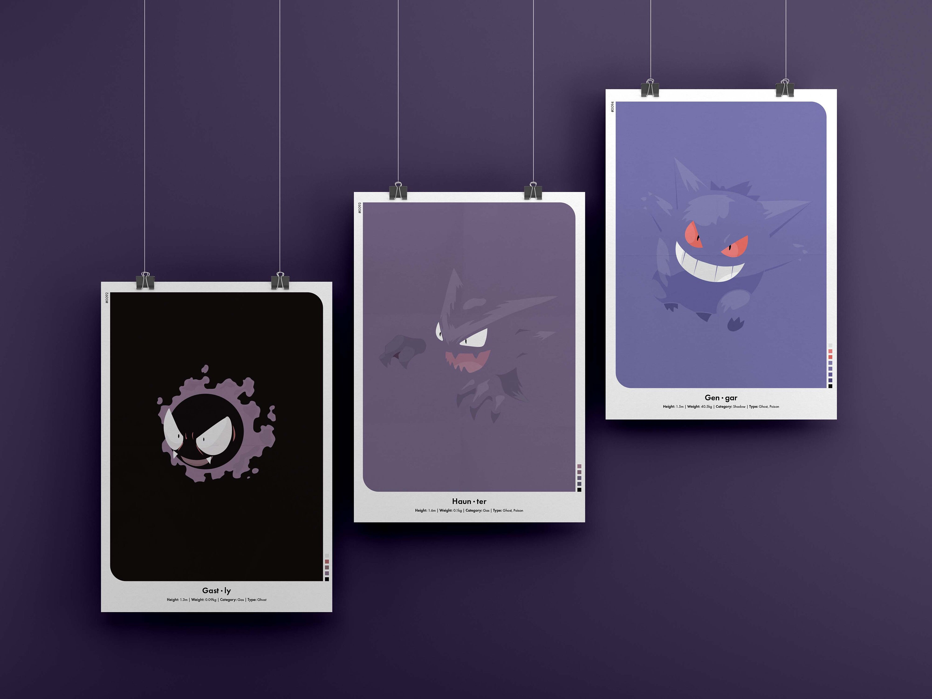 Pokémon Poster Gen 01 0092 Gastly 0093 Haunter 0094 Gengar - Etsy