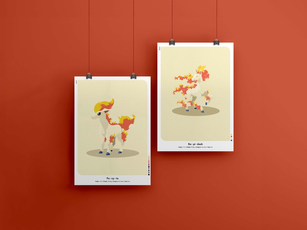 Pokémon Poster Gen 01 0077 Ponyta 0078 Rapidash - Etsy