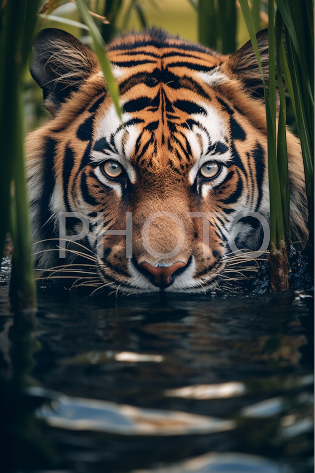 Tiger in the Reeds Photo Image Use as Wall Art Photo Print, T-shirt ...