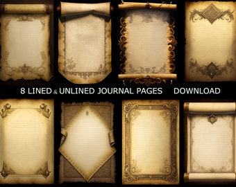 Turquoise Ancient Parchment Paper Scroll Lined & Blank Junk Journal ...