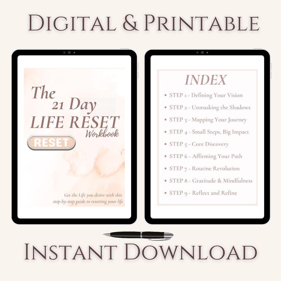 21-day Reset Workbook: Life Audit, SMART Goals, Habit Tracker, Overcome ...