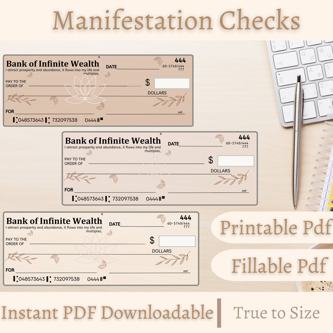 Blank Manifestation Checks | Vision Board Checks | Law of Attraction ...