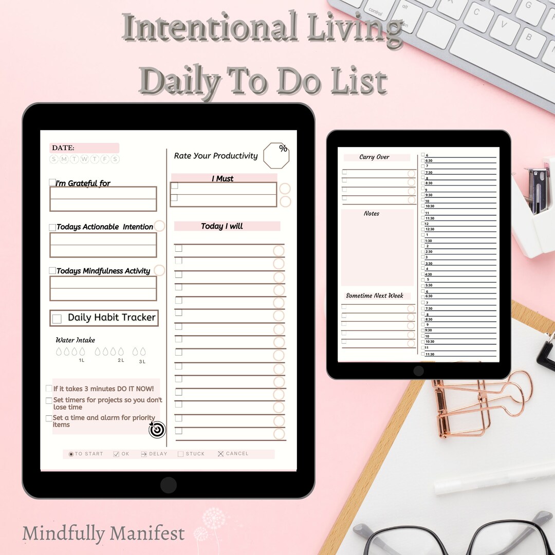 Mindful Daily Schedule to Do List, Mindful Daily Planner, Gratitude ...