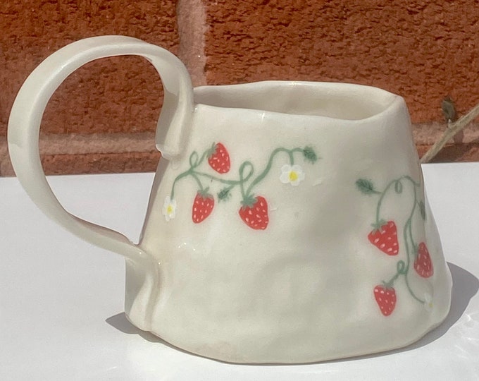 Wild Strawberries — Handmade Dainty Ceramic Mug - Etsy