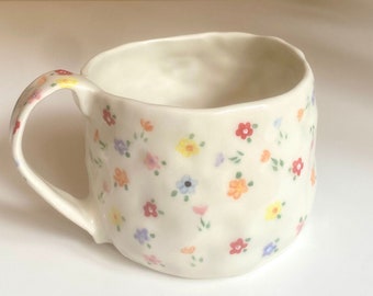 Dainty Flower Mug Handmade Ceramic Hand Painted - Etsy