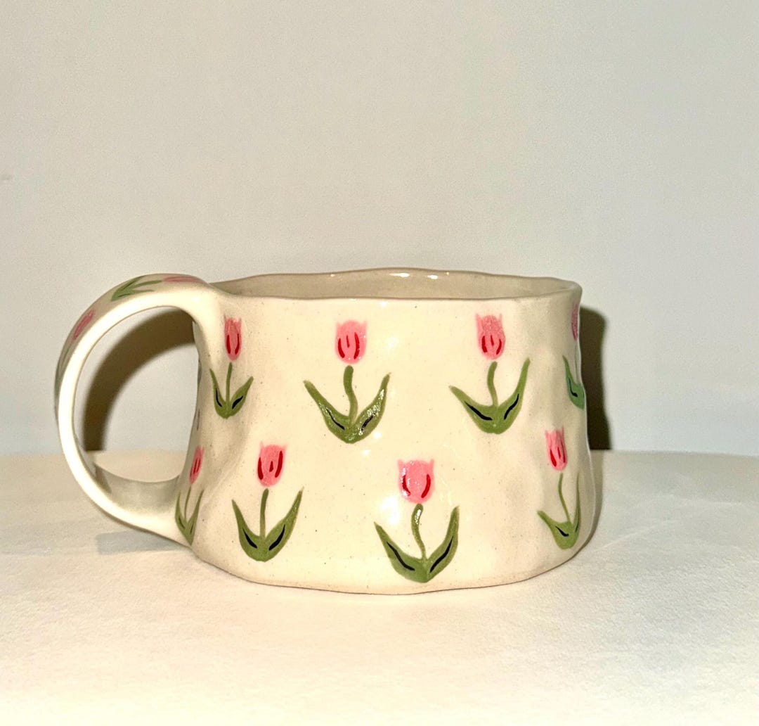 Tulip Mug — Handmade Ceramic Hand Painted Dainty - Etsy