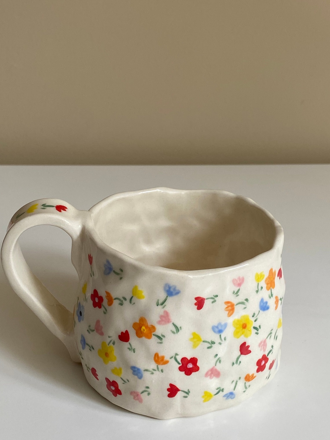 Dainty Flower Mug Handmade Ceramic Hand Painted - Etsy