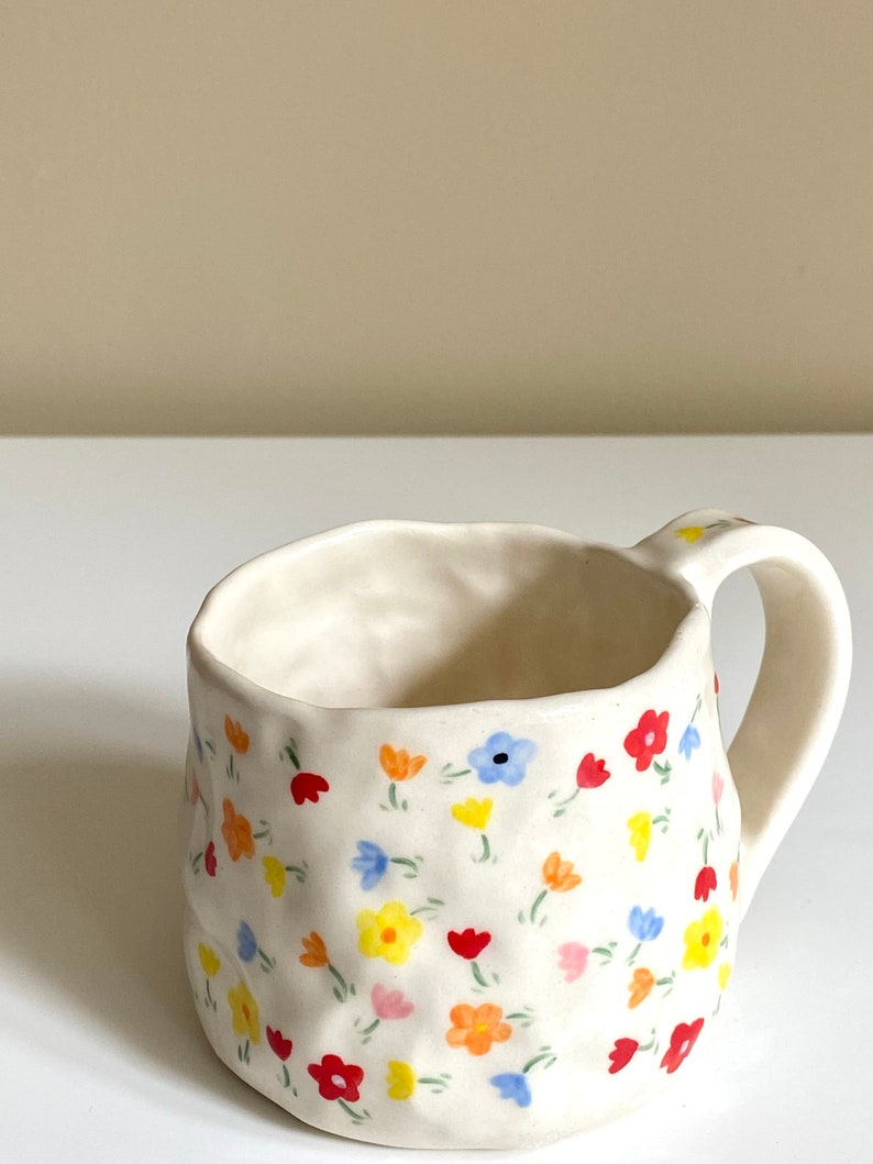 Dainty Flower Mug Handmade Ceramic Hand Painted - Etsy